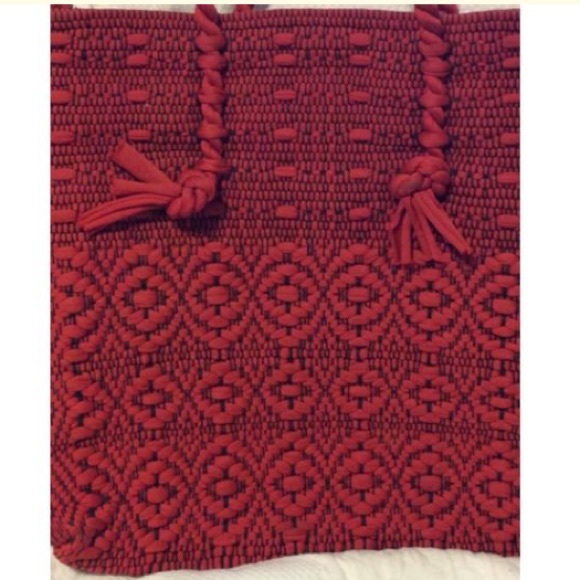 Vintage | Bags | Vintage Woven Red Fabric Tote | Poshmark